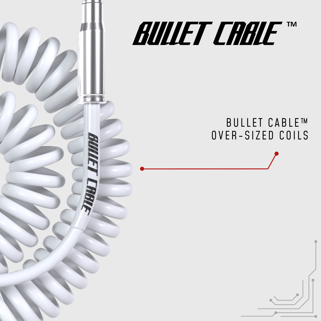 Bullet Cable 15′ Classic White Coil Cable – Clean Aesthetics, Crystal ...