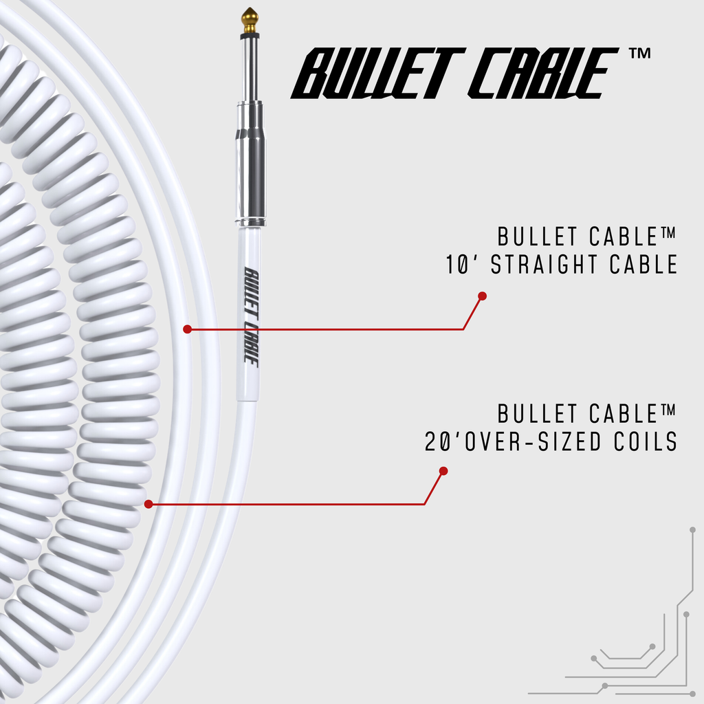 Bullet Cable 10/20 White Straight Coil Cable (30ft) – Versatile Design ...