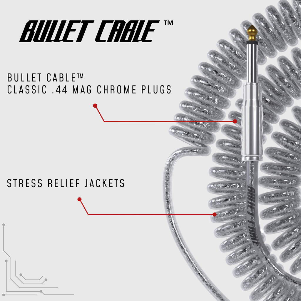 Bullet Cable 30′ Classic Clear Coil Cable – Transparent Design, Pure Sound
