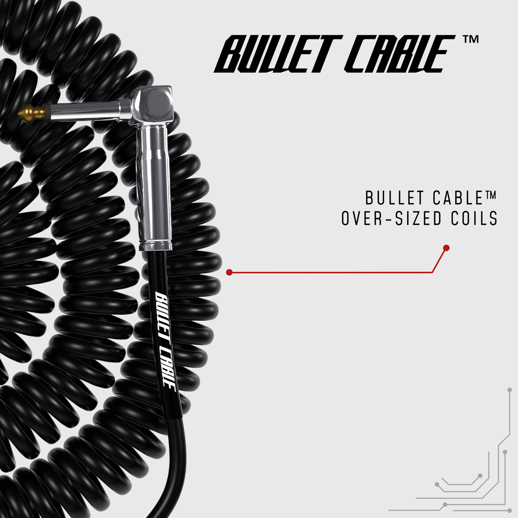 Bullet Cable 30′ Classic Black Coil Cable – Sleek Design, Premium Sound