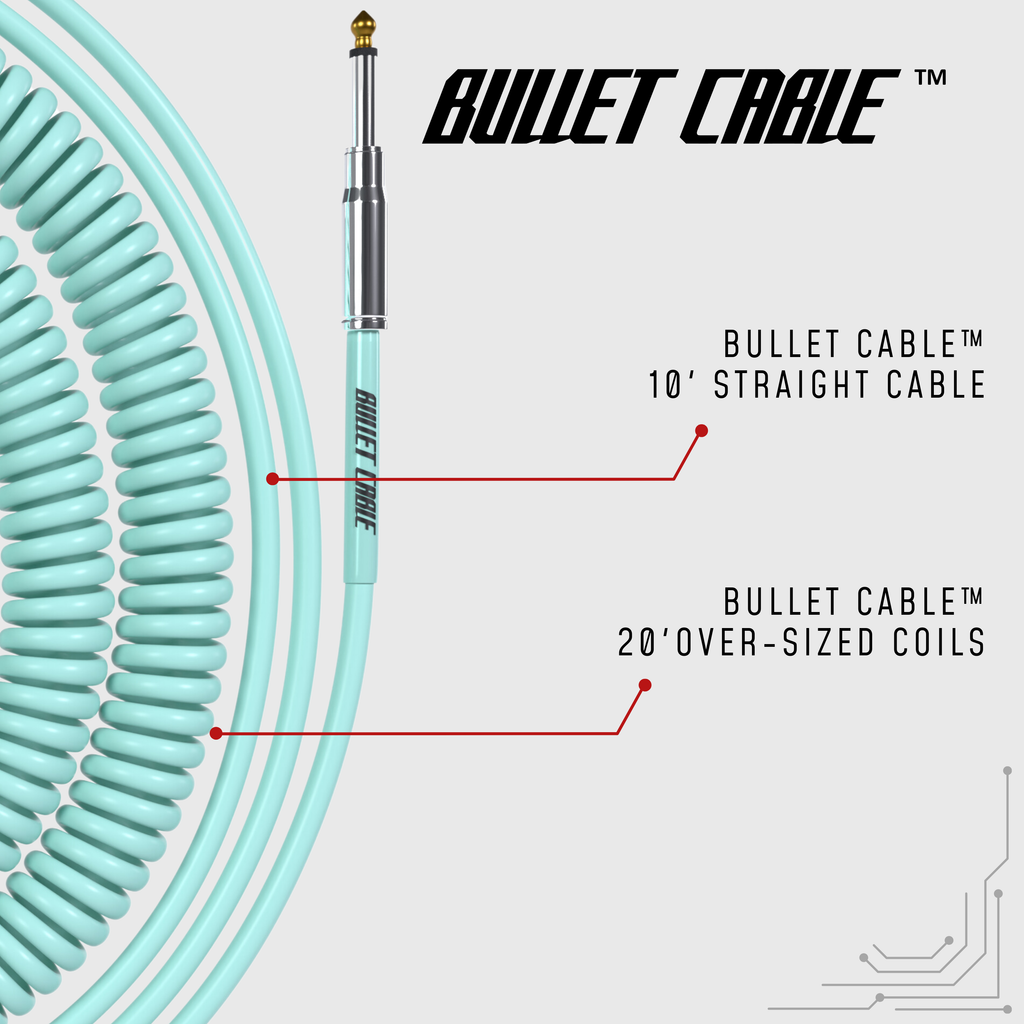 Bullet Cable 10/20 Seafoam Straight Coil Cable (30ft) – Stylish Design ...