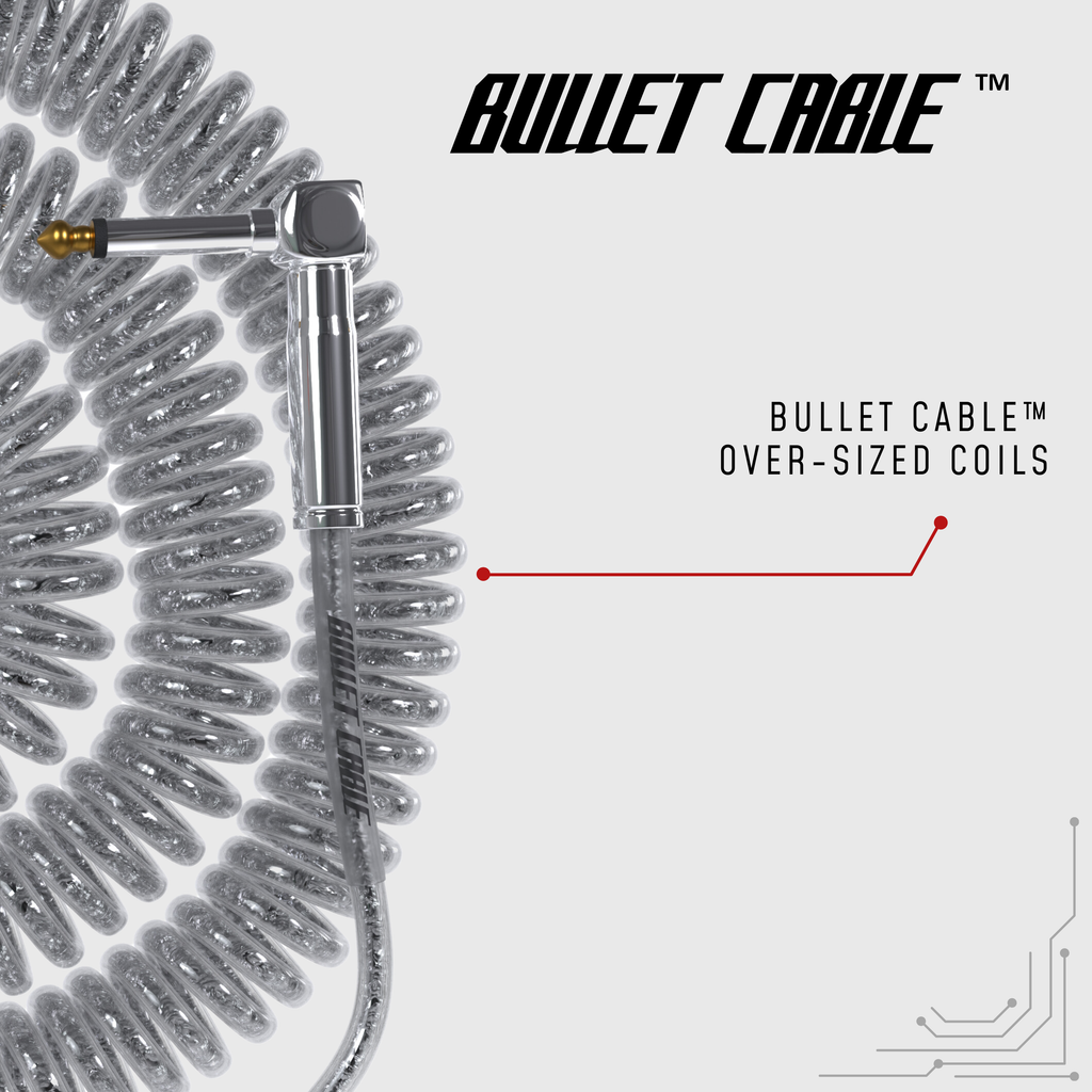 Bullet Cable 30′ Classic Clear Coil Cable – Transparent Design, Pure Sound